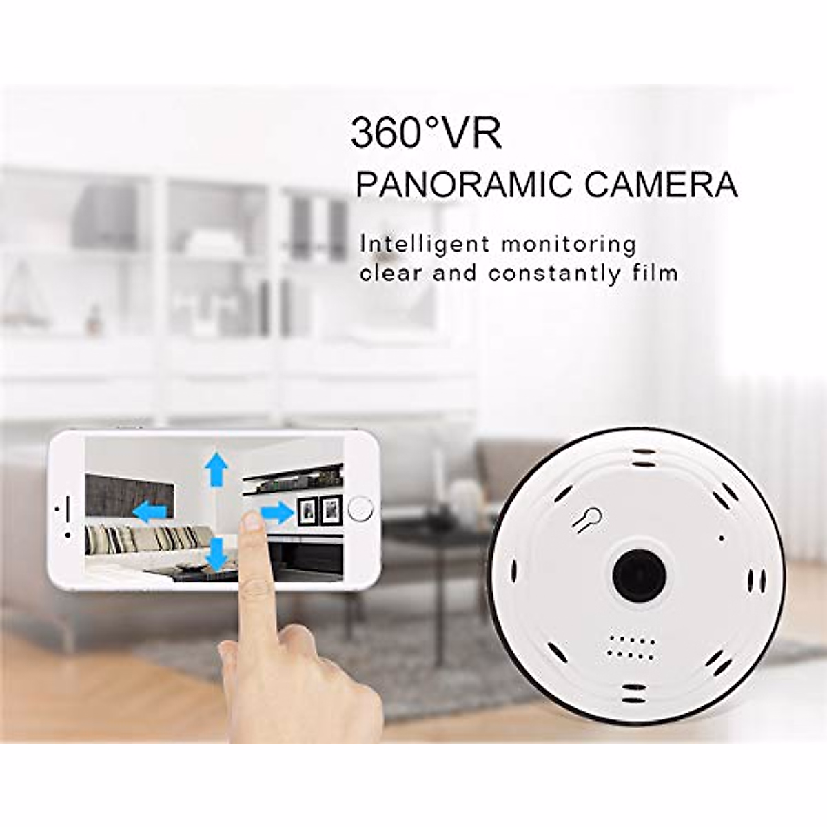 BlueHills White Compact Security Camera for Ceiling or Walls HD 1080P Night Vision Motion Detector & Two-Way Audio - Monitor Front-Door Home Business Kids Baby Dog Cat & Pets with App in Cell Phone