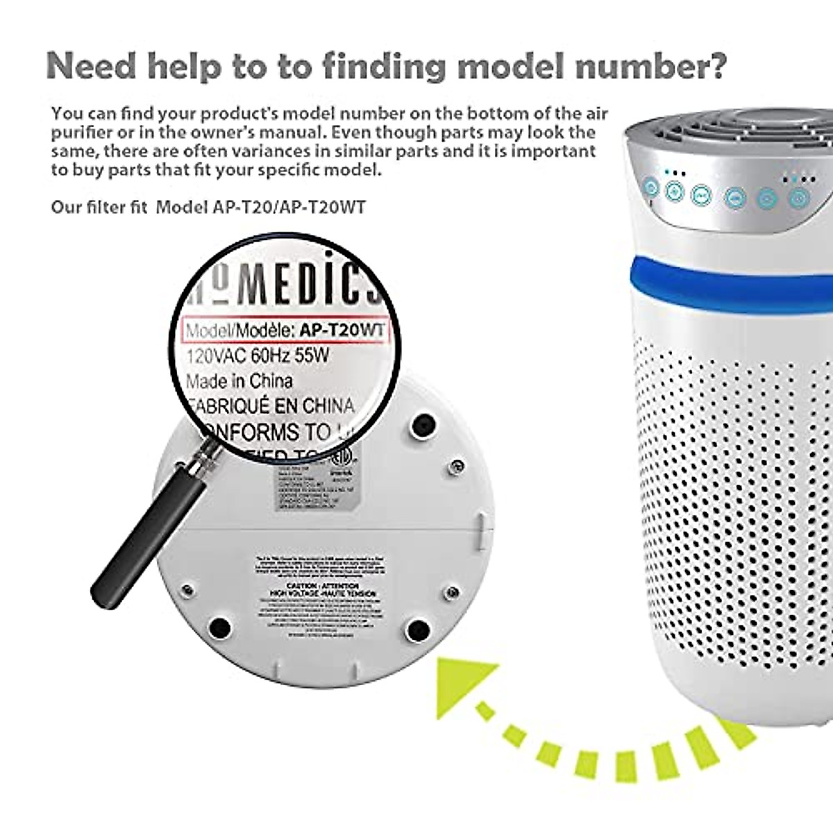 Ulrempart Replacement Filter Compatible with Homedics Air Purifier Model AP-T20, AP-T20WT Part# AP-T20FL