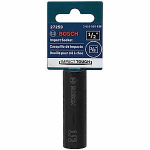 BOSCH 27259 1/2 In., 3/8 In. Shank Impact Tough Deep Well Socket for Applications in High Torque Driving and Fastening
