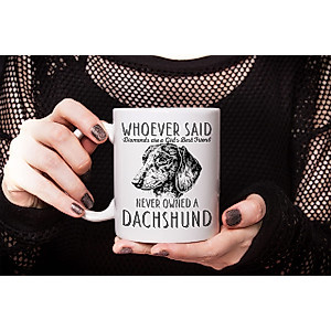 Whoever Said Diamonds Are A Girl's Best Friend Never Owned A Dachshund, Dachshund Mom Dad, Paw Pet Lovers Dog Trainer Cup, Coffee Dog Mug, Mothers Day, Fathers Day, Christmas Birthday Gifts
