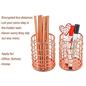 Superbpag Wire Metal Desktop Pencil Holder, Set of 2, Rose Gold