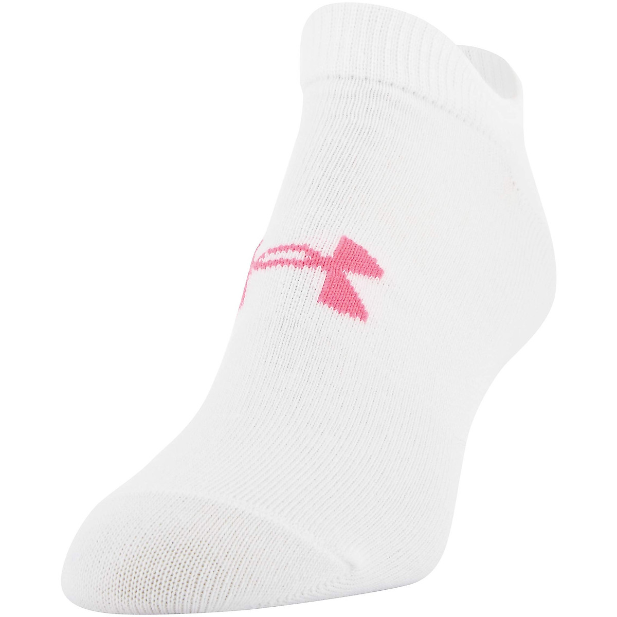 Under Armour Women's Essential 2.0 Lightweight No Show Socks, 6-Pairs, White/Cerise Assorted, Medium