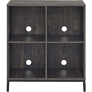 Crosley Furniture Jacobsen Storage Cube Bookcase and Record Player Stand with Vinyl Records Holder, Brown Ash