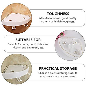 Cabilock Wall Mounted Shelves Corner Shower Caddy Bathroom Shelf Adhesive Plastic Bathroom Storage Organizer Kitchen Racks Shower Shelf Toilet Shampoo Dorm Corner Shelf