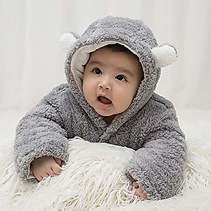 Unisex Baby Clothes Winter Coats Cute Newborn Infant Jumpsuit Snowsuit Bodysuits Registry for Baby Essentials Stuff Grey L