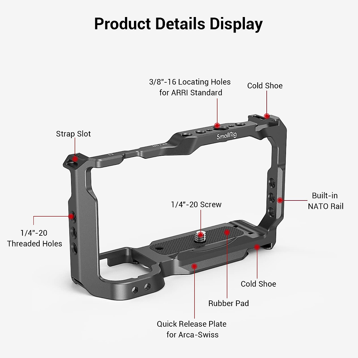 SmallRig Cage with Built-in Quick Release Plate for Arca-Swiss and Cold Shoe for Sony ZV-E10-3531