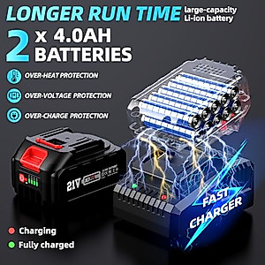 Uaoaii 1000N.m(738ft-lbs) Cordless Impact Wrench High Torque, Battery 1/2 Impact Gun w/ 2X 4.0Ah Batteries, Fast Charger, 5 Sockets & Storage Box, Electric Impact Wrench for Truck RV Mower, IW800