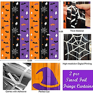 Halloween Balloon Garland Arch Kit, 6.6 X 6.6 ft Halloween Tinsel Foil Fringe Curtain, Halloween Decorations Party Supplies, Spider Balloon, Halloween 3D Bat Sticker, Halloween Party Photo Backdrop