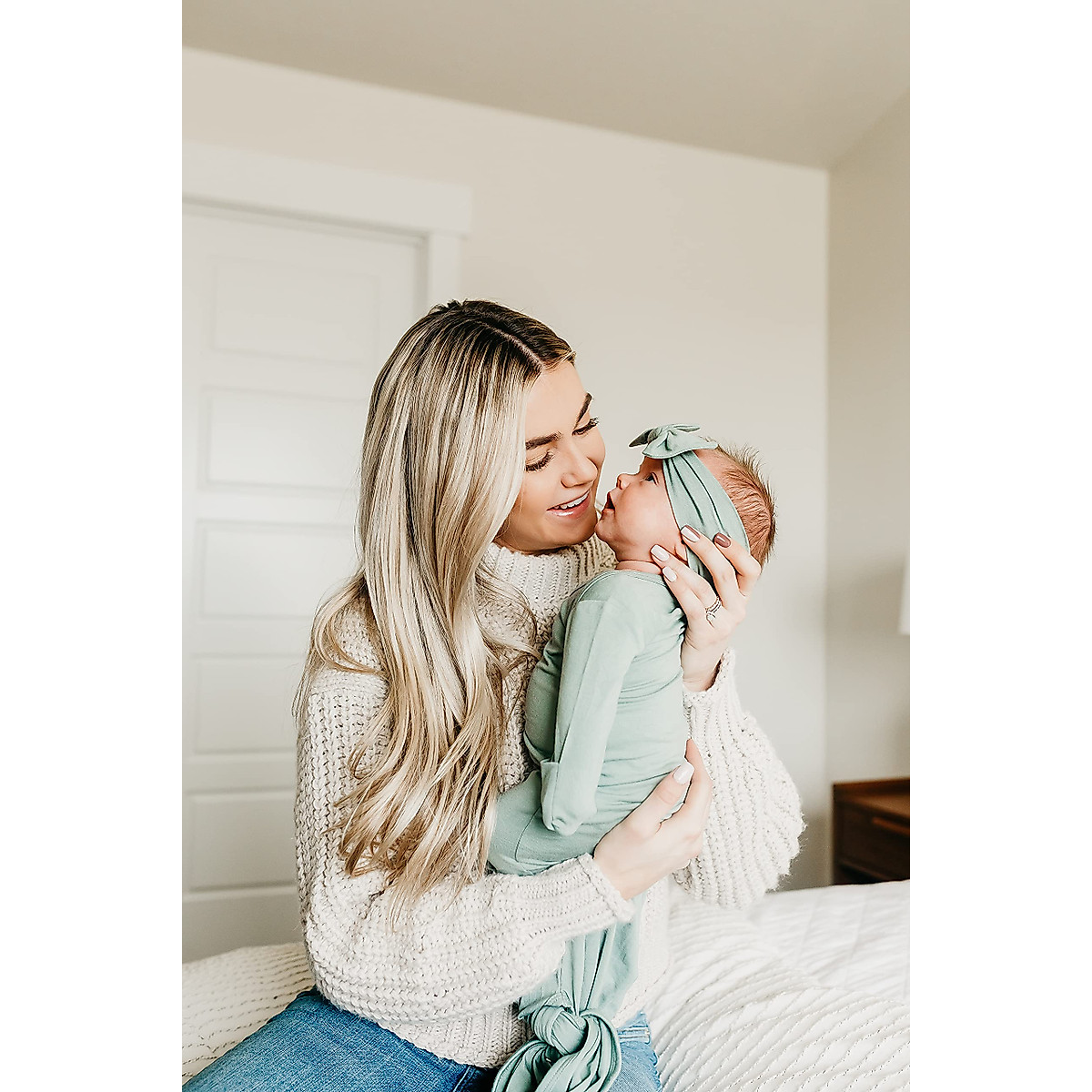 Copper Pearl Baby Gown - Knotted Newborn Sleepers for Baby Boy and Girl, Soft Stretchy Long Sleeve Infant Gowns with Bottom Tie and Hand Mittens, Perfect Hospital Coming Home Outfit (Briar)