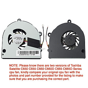 CPU Cooling Fan Replacement for Toshiba Satellite L670 L670D L675 L675D P750 P750D P755 P755D Series L670-1GX L670D-120 L675-S7112 L675D-S7060 P750-10T P755-S5276 P755-S5278 DC2800091S0