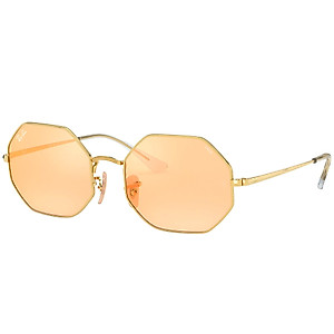 Ray-Ban Rb1972 Octagon Evolve Polarized Sunglasses, Gold/Photochromic Orange Mirrored Gold, 54 mm