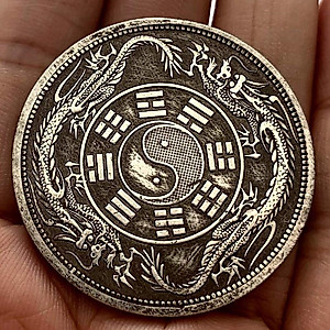 MKIOPNM Exquisite Collection of Commemorative Coins Tongbao Yiliang Ancient Brass Old Silver Medal Collection SsangYong Yin Yang Tai Chi Bagua Coin Silver Dollar Coin