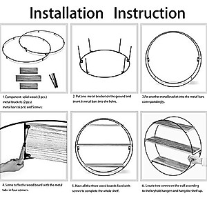 Asense Floating Shelves for Wall & Table, Wood Geometric Style Decor Shelf for Bathroom Bedroom Living Room Kitchen Office (Round, Golden)