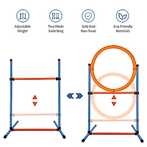 JMMPOO Dog Agility Training Equipment, 60-Piece Dog Obstacle Course Training Starter Kit Pet Outdoor Game with Tunnel, Agility Hurdle, Weave Poles, Jump Ring, Pause Box, Toy Balls and Storage Bag