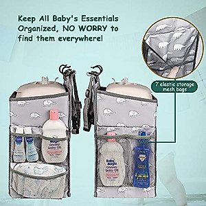 Hanging Nursery Organizer and Baby Diaper Caddy, Selbor Diapers Stacker Storage Bag for Changing Table, Crib, Playard or Wall - Nursery Organization & Baby Shower Gifts for Newborn (Elephant)