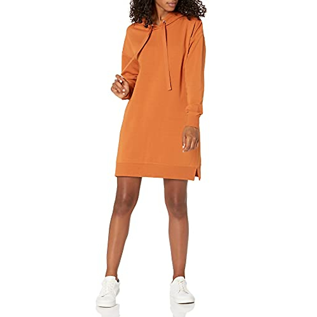 The Drop Women's Iona Long-Sleeve Hooded Mini Sweatshirt Dress, Adobe, 2X, Plus Size