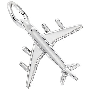 Airplane Charm in Sterling Silver, Charms for Bracelets and Necklaces