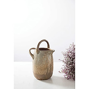 Creative Co-Op Stoneware Watering Handles, Reactive Glaze Pitcher, 7" L x 5" W x 10" H, Tan