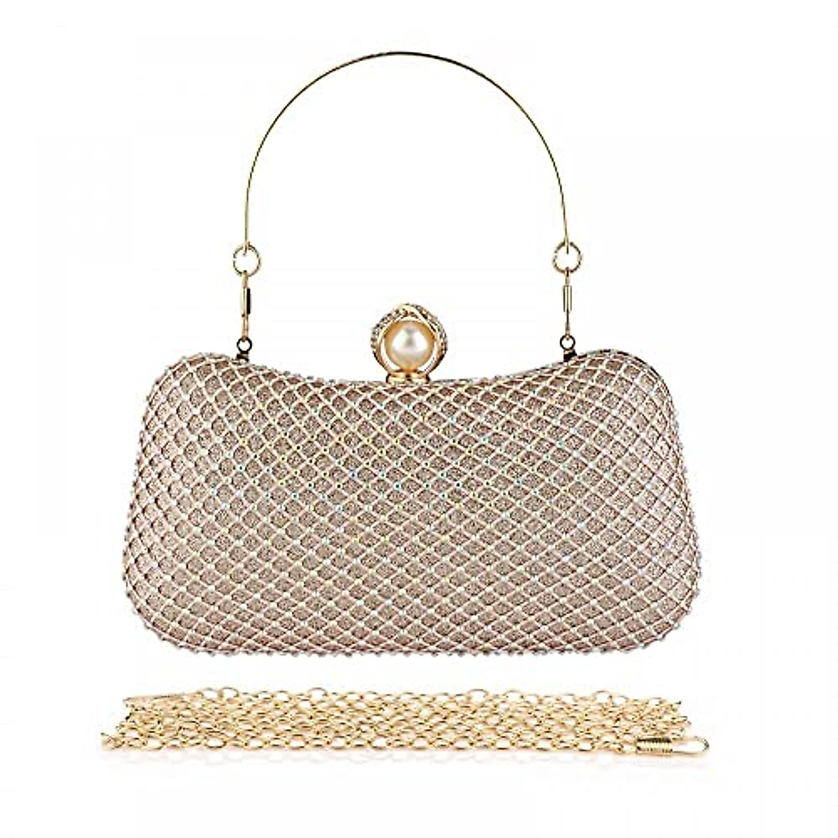 EROUGE Women Evening Clutch Purses Rhinestone Bridal Crystal Evening Handbag for Formal (Rose gold)