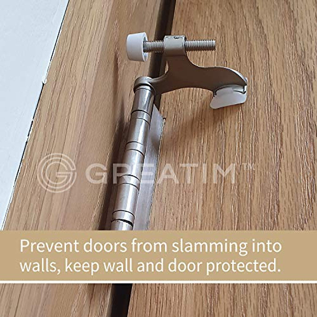 10 Pack Hinge Door Stoppers, Heavy Duty Door Stopper Hinge, Rubber Bumper Tips, Zinc Alloy, SN (Silver)