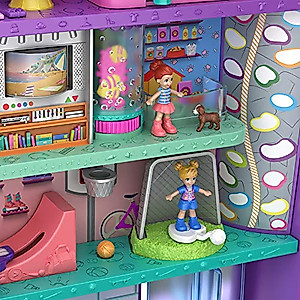 Polly Pocket Playset with 3 Micro Dolls, 1 Toy Car, Food and Shopping Accessories, Pollyville Mega Mall Toy