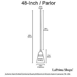 Authentic Hand Made All Broomcorn Broom, Long Handle Small Broom Head (48-Inch/Parlor)