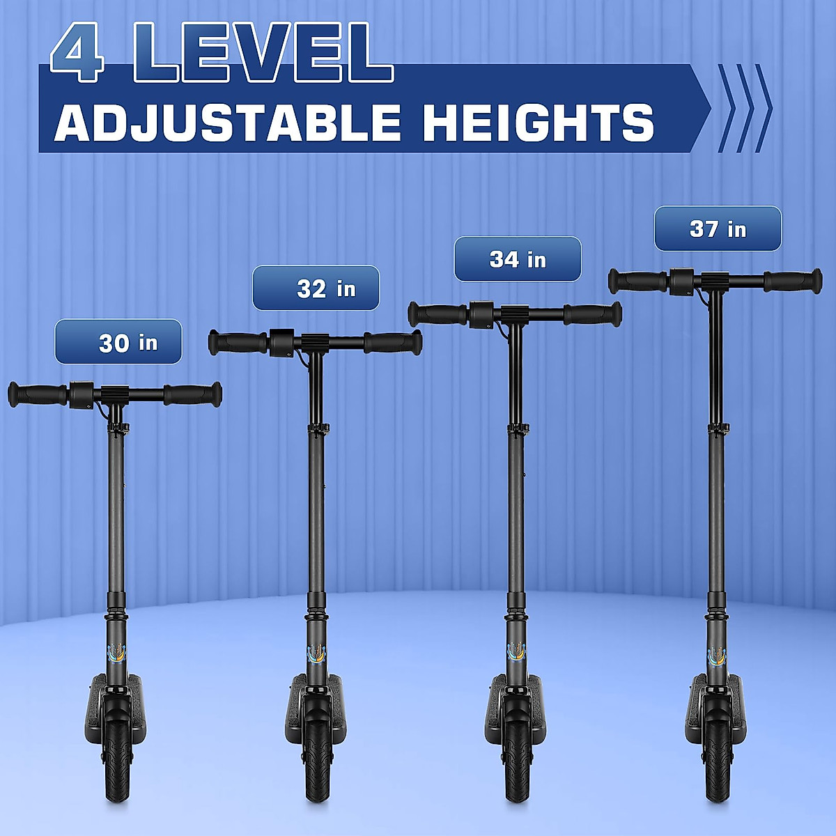 Caroma Electric Scooter for Kids Ages 8-12, 150W Foldable Kids Electric Scooter, Max 7 Miles & 10 Mph, LED Display, Colorful Lights, Adjustable Height, Lightweight Electric Scooter for Kids Teens