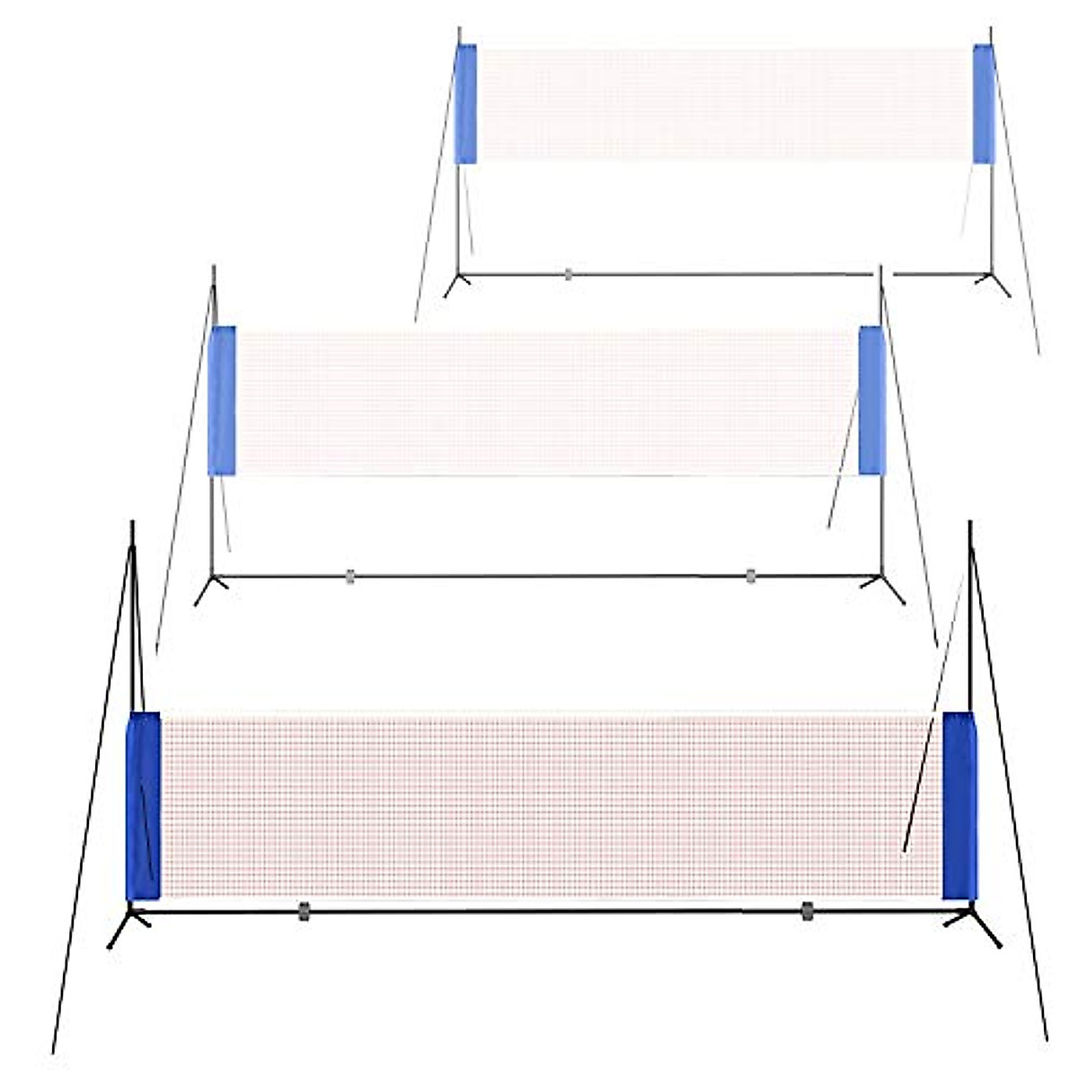 Portable Height Adjustable Badminton Volleyball Tennis Net Set Multi-Purpose Sports Equipment with Poles Stand and Carry Bag for Outdoor Garden Beach 5m/16ft