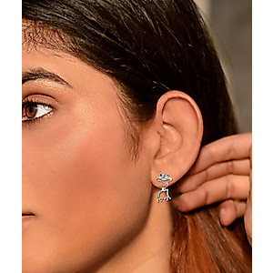 INFUSEU Two Way Frog Stud Earrings Sterling Silver for Young Women Teen Cute Funny Animal Dangling Jewelry Gifts Daughter Granddaughter