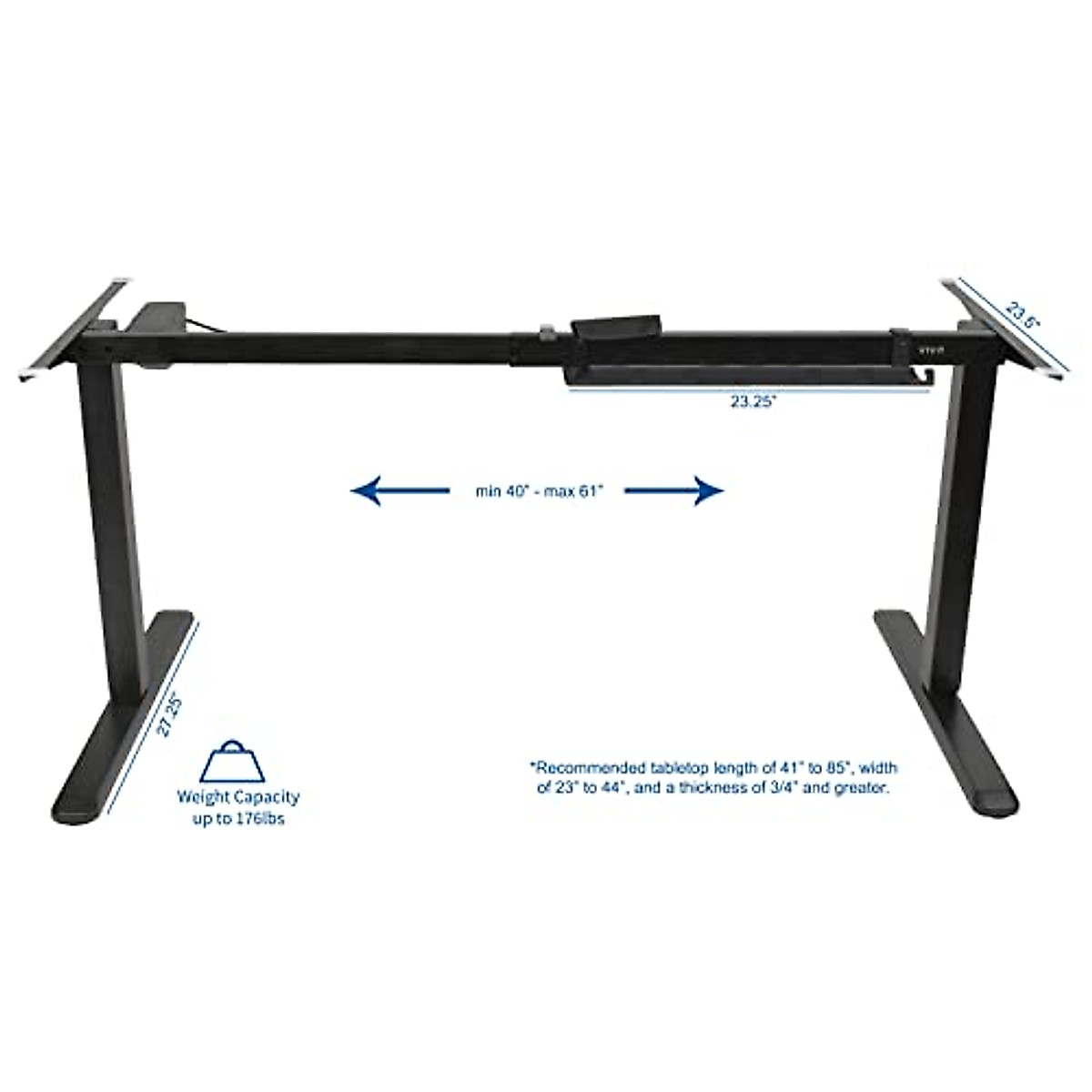 VIVO Electric Stand Up Desk Frame Workstation with Memory Touch Pad, Single Motor Ergonomic Standing Height Adjustable Base, Black, DESK-V102E