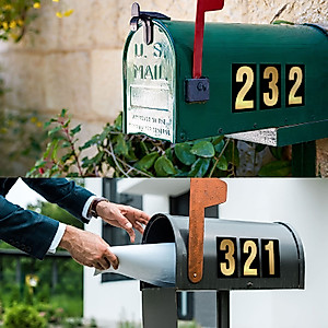 Tenare 96 pieces 8 Set Reflective Mailbox Numbers Vinyl Waterproof Numbers 0-9 Self Adhesive for Outside Signs Door Trucks Address Trash(3 Inch,Gold in Black)