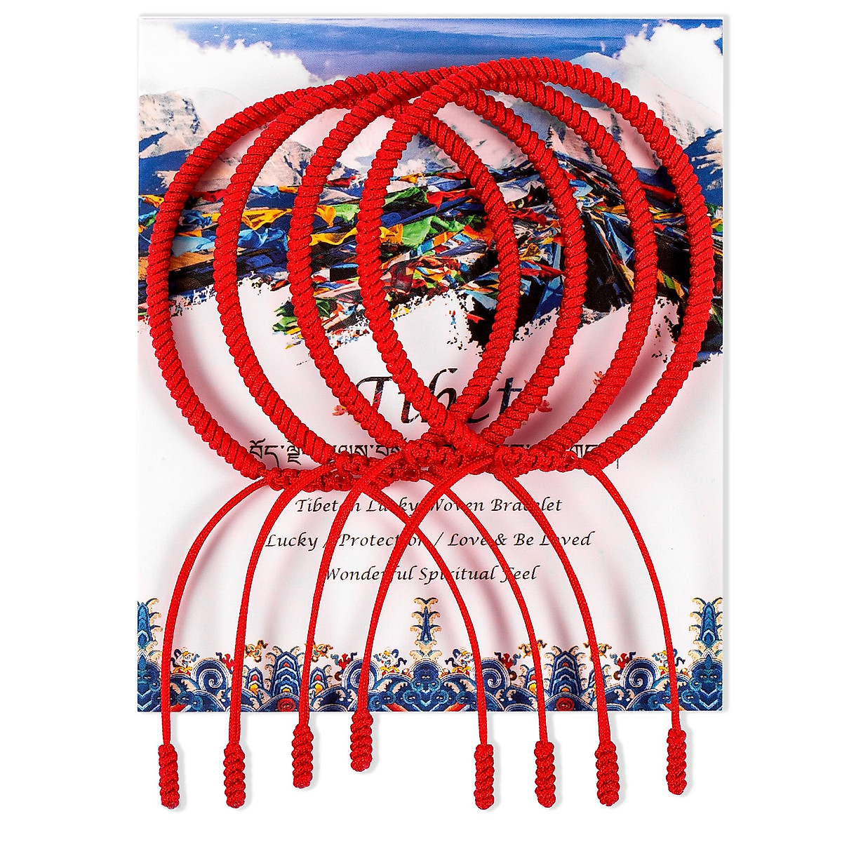 ASEWIHA Tibetan Lucky Red String Woven Bracelet for Protection Men Women Good Luck Red Thread Bracelet Handmade Knots Red Black Cord Rope Bracelet Adjustable,E