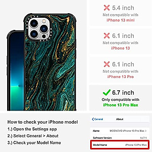 MOSNOVO Case for iPhone 13 Pro Max, [Compatible with Magsafe] [Buffertech 6.6ft Military-Grade Drop Protection] [Anti Peel Off Tech] Clear Phone Case Design - Jade Marble (Real Glitter)