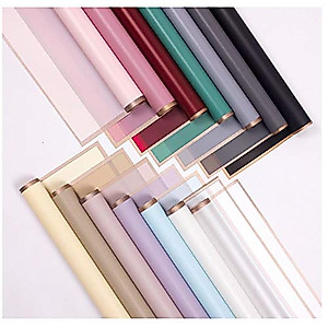 XICHEN 20 Counts /10 Colors Gold Edge Flower Wrapping Paper,Florist Bouquet Supplies,DIY Crafts,Gift Packaging or Gift Box Packaging, Waterproof Floral Wrapping Paper 22.8 * 22.8Inch