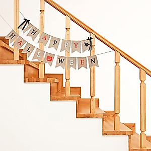 Happy Halloween Banner - Halloween Garland Decorations for Party Indoor Outdoor Office Mantle Fireplace Classroom by Happy Halloween Burlap Banner Mandala Crafts