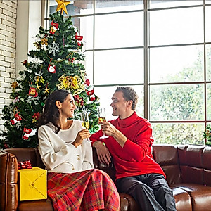 Kalekey 12 Pack Christmas Mini Stockings Tableware Holders Christmas Socks Decorations Spoon Fork Bag Candy Pouch Bag for Xmas Party Tree Dinner Table Home Ornaments