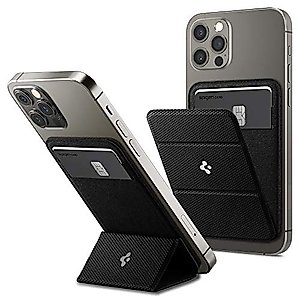 Spigen Smart Fold Phone Card Holder for Back of Phone, Stick on Phone Wallet, Credit Card Wallet with 3M Sticker Designed for All Smartphones - Black