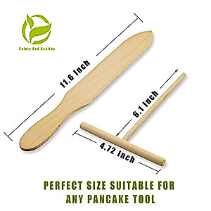 Prowithlin 4 Piece Crepe Spreader and Spatula Set, Crepes Maker Made Of 100% Natural Beech Wood, 12" Crepe Spatula and 4.7" Crepe Spreader, Crepe Pan Dosa Pan Accessories Crepe Tools