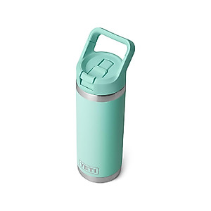YETI Rambler 18 oz Bottle, Vacuum Insulated, Stainless Steel with Straw Cap, Seafoam
