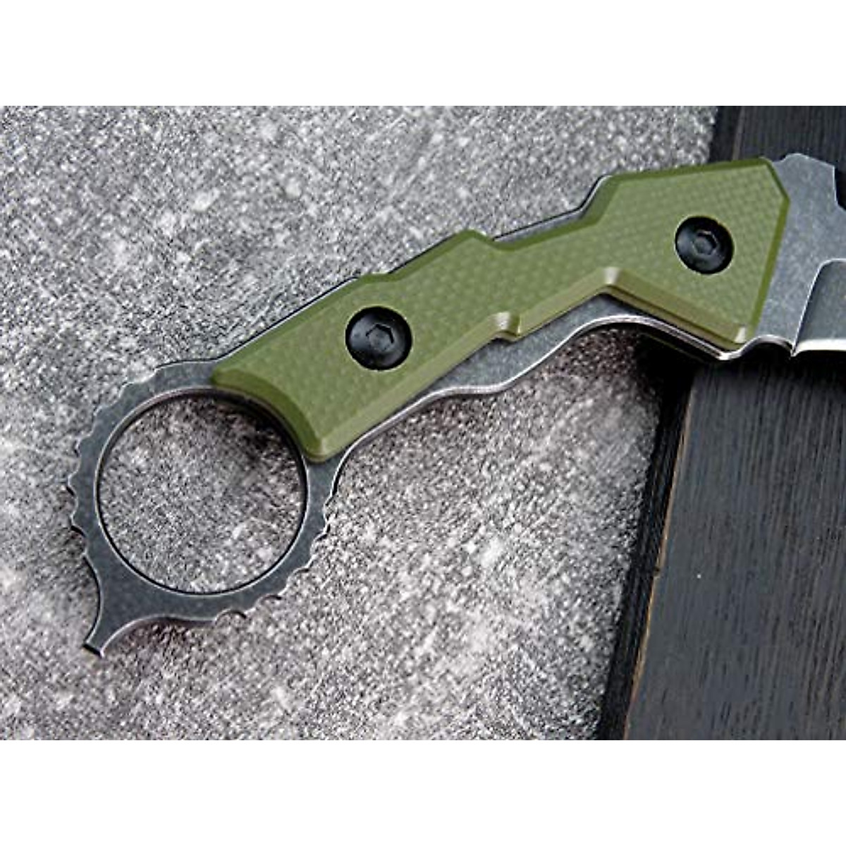 Ccanku C1695 Fixed Blade Knife, D2 Steel G10 Handle Outdoor Survival EDC Knife for Outdoor Survival,Fixed Blade Claw Knife with K Sheath (Army green)