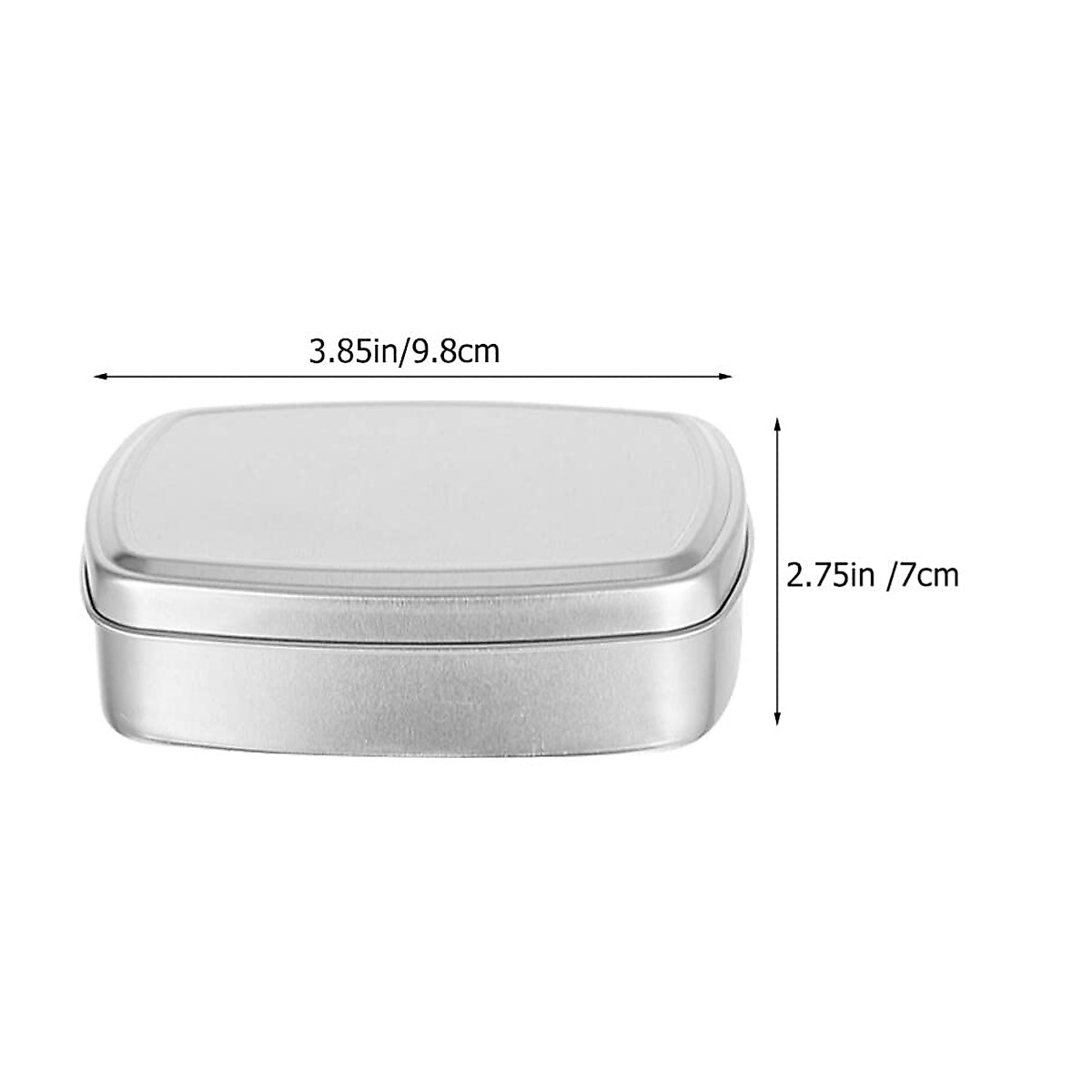 COHEALI Aluminum Tin Cans 4pcs Rectangular Empty Hinged Tin with Lid Aluminum Jar for Storage Pin Candy Jewelry Craft (9.5X7X2.8CM)