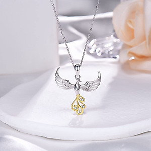 CVRAVO Phoenix Necklace 925 Sterling Silver Rising Phoenix Pendant Necklace Bird Pendant Jewelry for Women Mom Daughter