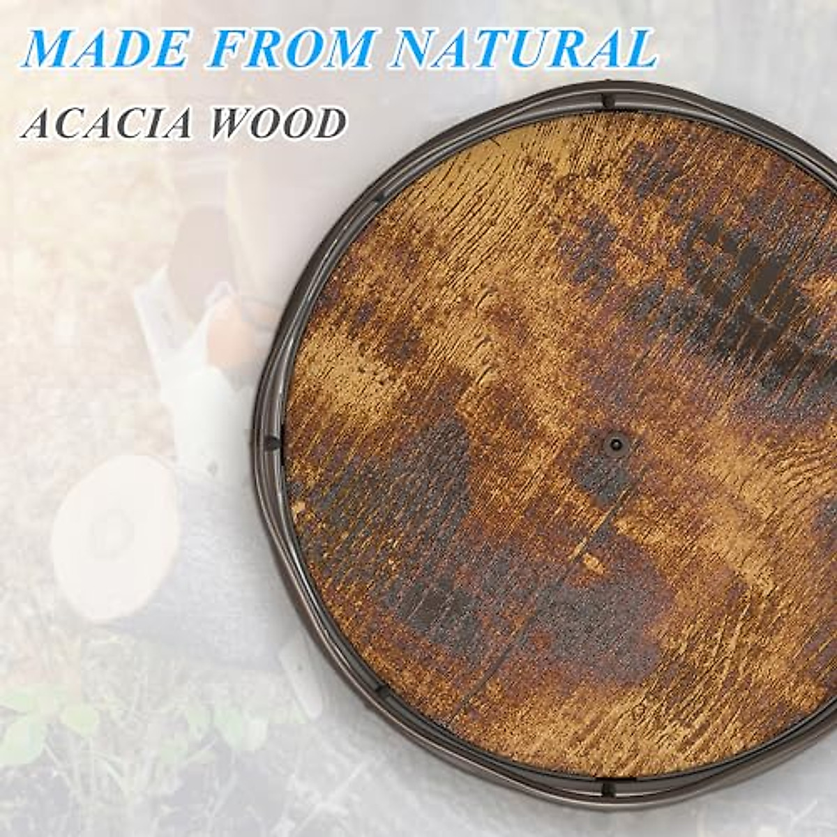 Wood Lazy Susan Organizer Spice Rack - Revolving 10 inch Space Saving Turntable for Kitchen Countertop Pantry Cabinet Organization Storage, Black