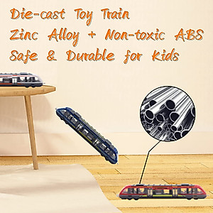 Crelloci 3 Pack Bullet Train Set, Linked High Speed Lotomotive Toy Train, Die Cast Alloy Model Car, Connectable Sliding Subway, Gift for Kids Boys Toddlers Ages 3+