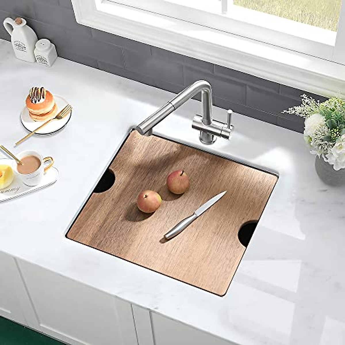 19 Inch Stainless Steel Undermount Bar Sink-VASOYO 19x18 Wet Bar Sink Undermount Kitchen Sink Workstation Outdoor Rv Sink 16 Gauge Stainless Steel Small Single Bowl Undermount Sink with Cutting Board