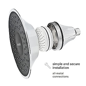 VivaSpring Filtered Shower Head FSH25-CB in Chrome Finish with Obsidian face and Wide Rain Spray | for softer skin and hair | 6 month filter FF-15 | Certified Filtration
