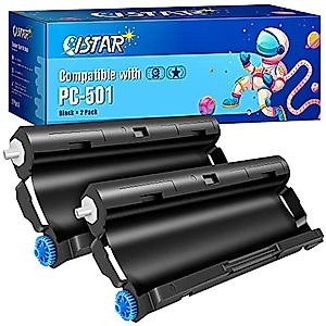 ISTAR PC501 Black Compatible Fax Cartridge for Brother PC501 PC-501 to use with Brother FAX 575 FAX 888 Fax Printers (2 Black)