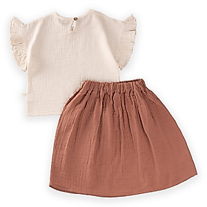 Cigit Concept Stylish and Elegant 100% Cotton Baby Girl Skirt Set - Perfect for Special Occasions or Everyday Wear (3-4 Y) Light Brown