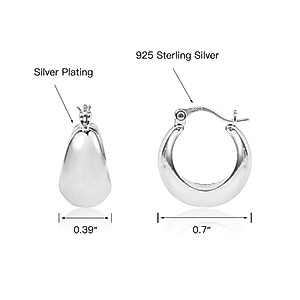 KISSPAT Chunky Silver Huggie Hoop Earrings for Women Hypoallergenic Sterling Silver Post Small Thick Huggie Earring Hoops