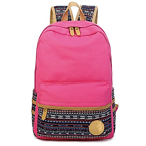 Leaper Casual Canvas Backpack bag Laptop Bag Travel Bag Rose